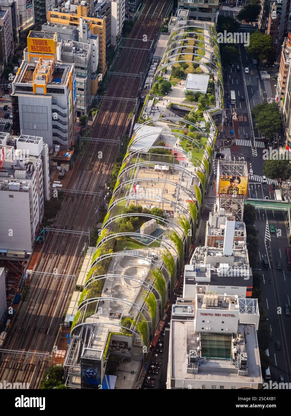 Views of Tokyo from Shibuya Sky rooftop at sunset, in Shibuya, Tokyo ...