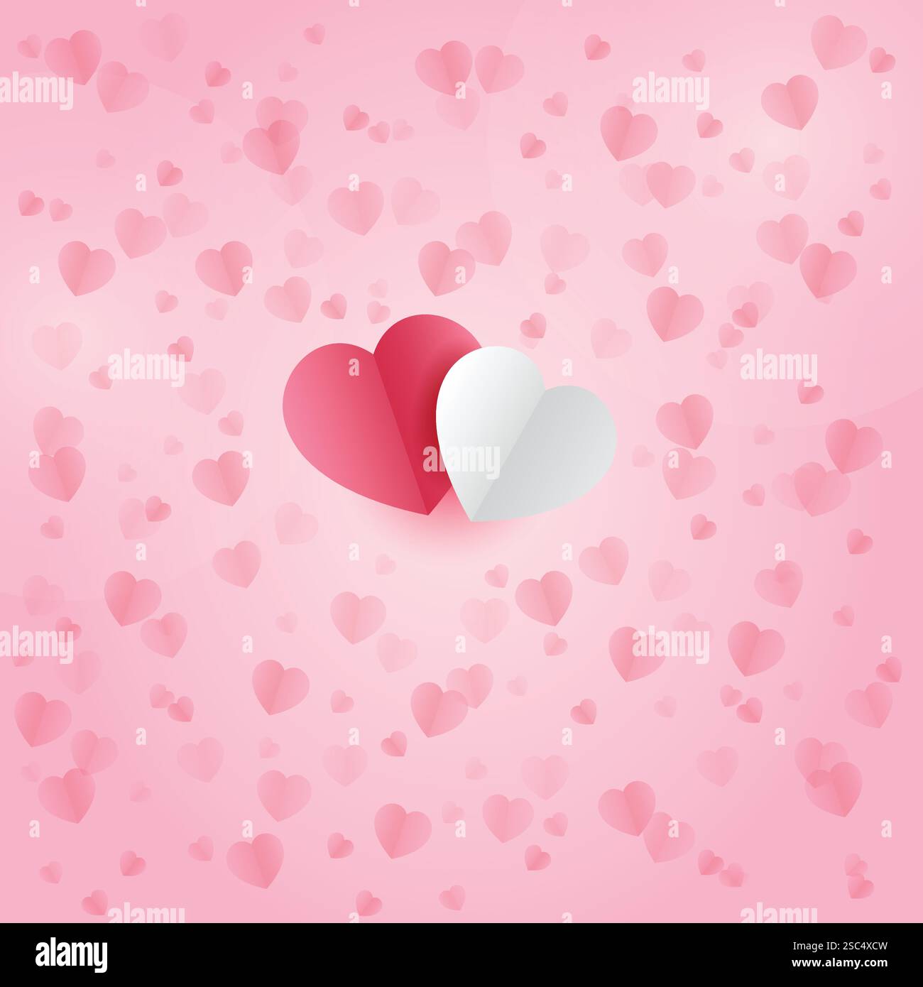 Happy valentine day on pink background filling with hearts. Love ...