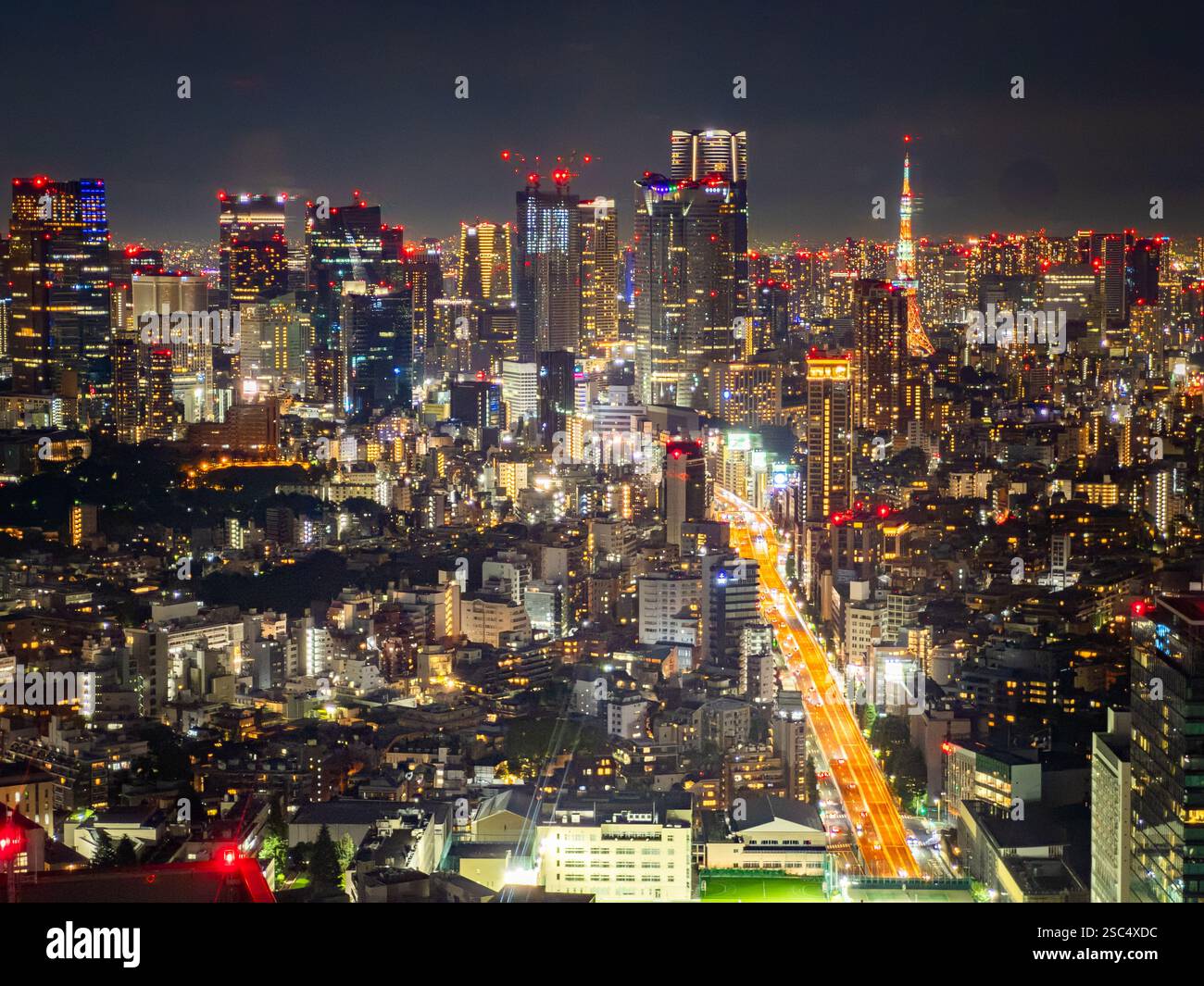 Views of Tokyo from Shibuya Sky rooftop at sunset, in Shibuya, Tokyo ...
