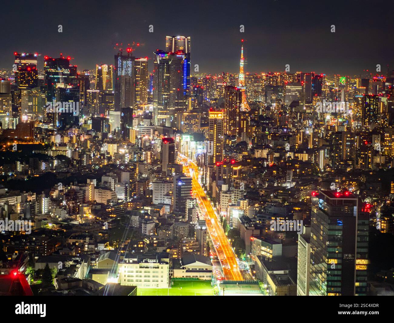 Views of Tokyo from Shibuya Sky rooftop at sunset, in Shibuya, Tokyo ...
