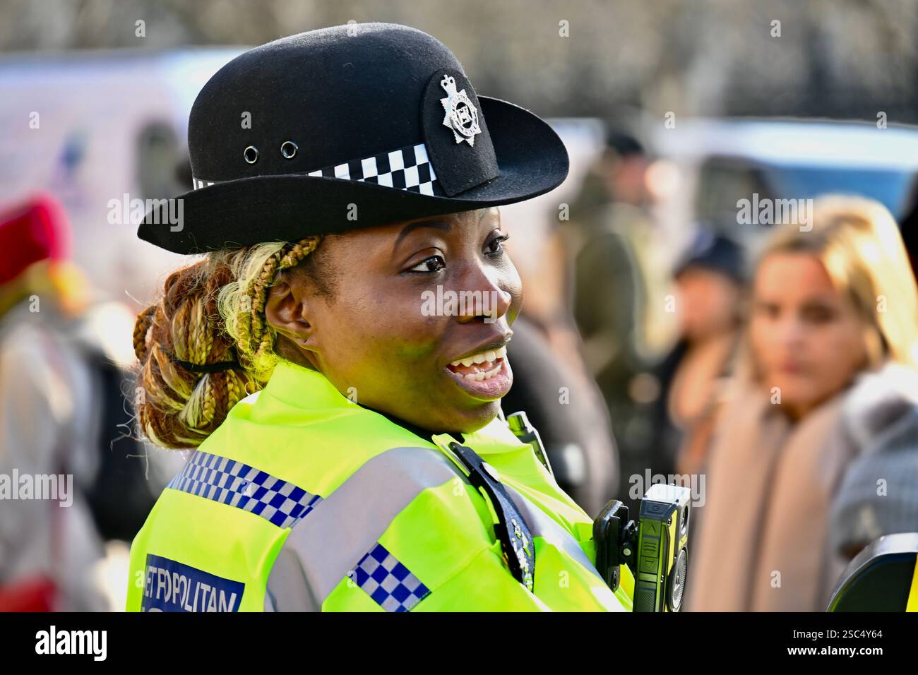 Black Female Metropolitan Police Officer, Parliament Square, London, UK ...