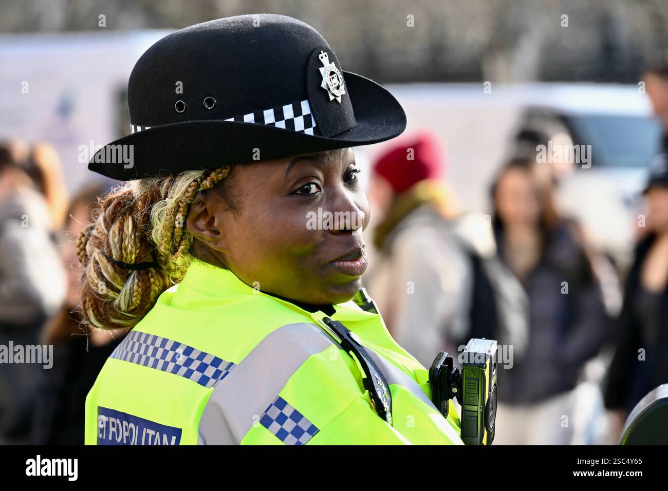 Black Female Metropolitan Police Officer, Parliament Square, London, UK ...