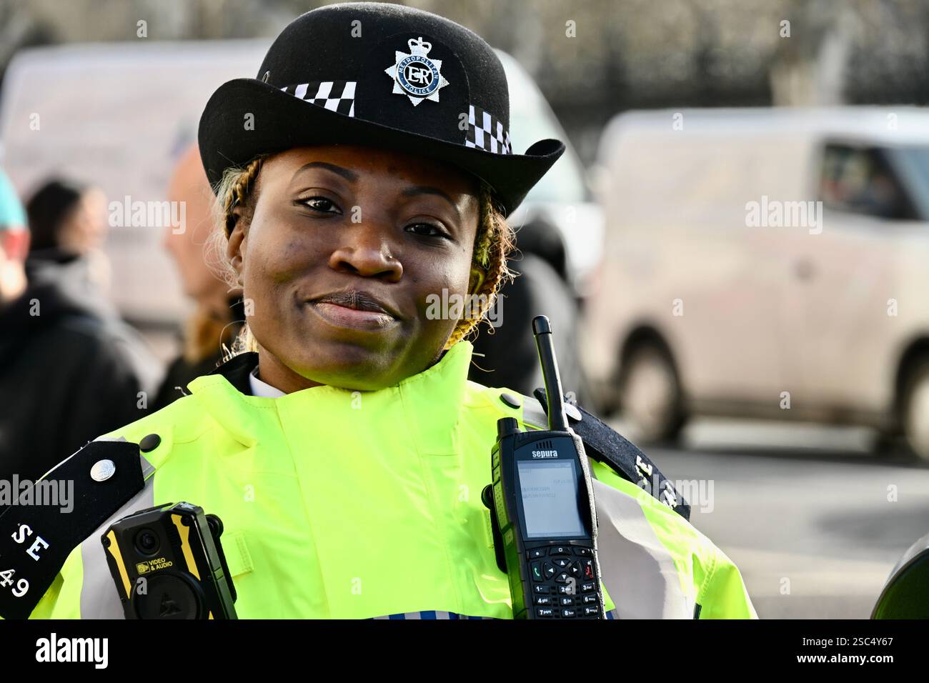 Black Female Metropolitan Police Officer, Parliament Square, London, UK ...