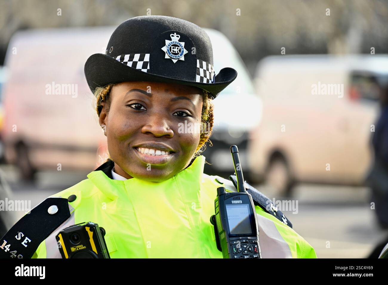Black Female Metropolitan Police Officer, Parliament Square, London, UK ...