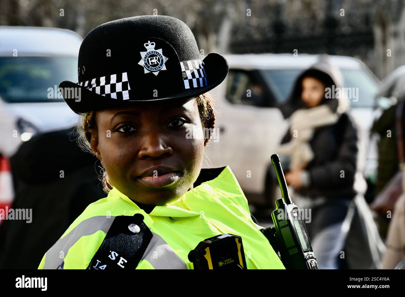 Black Female Metropolitan Police Officer, Parliament Square, London, UK ...