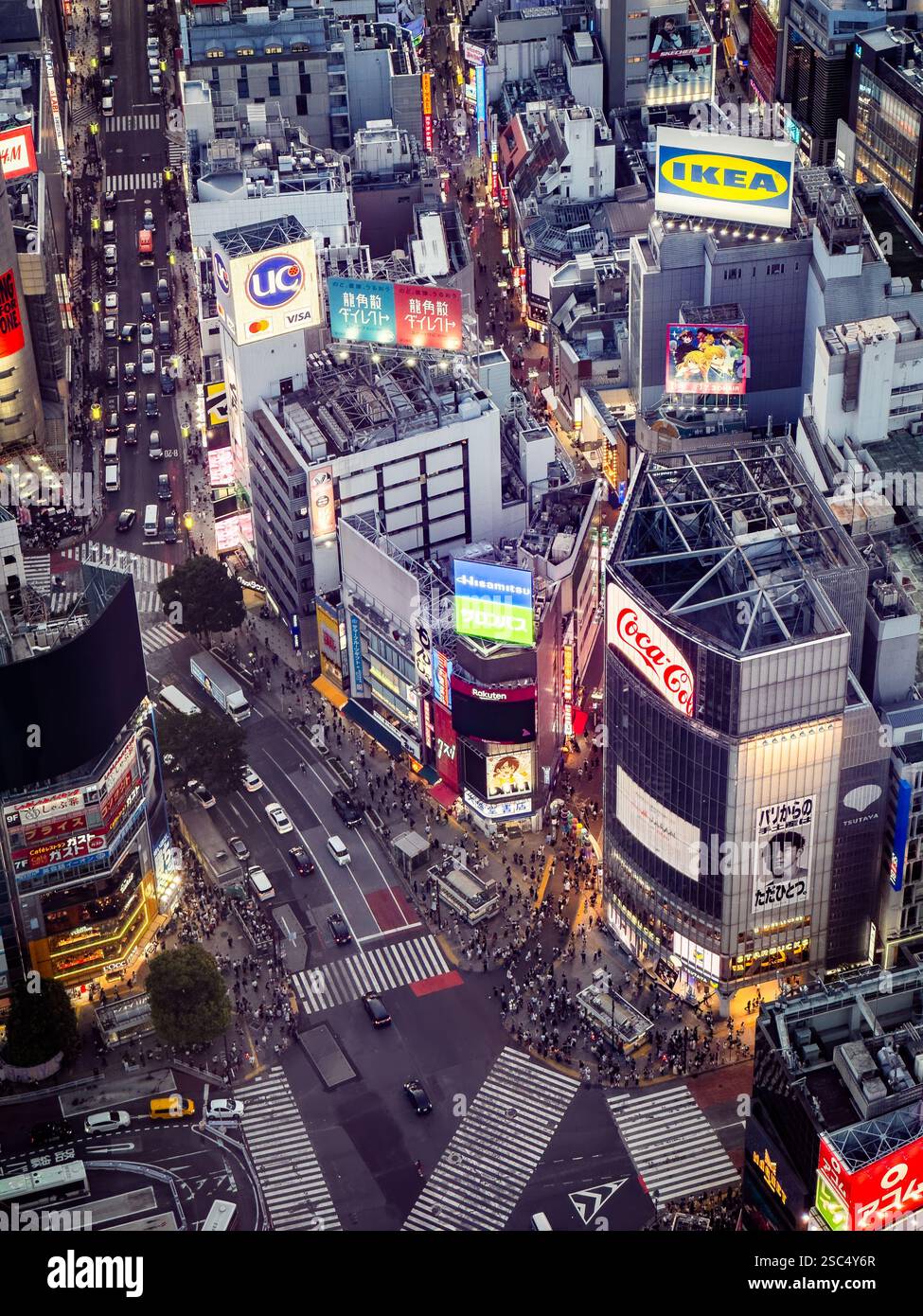 Views of Tokyo from Shibuya Sky rooftop at sunset, in Shibuya, Tokyo ...