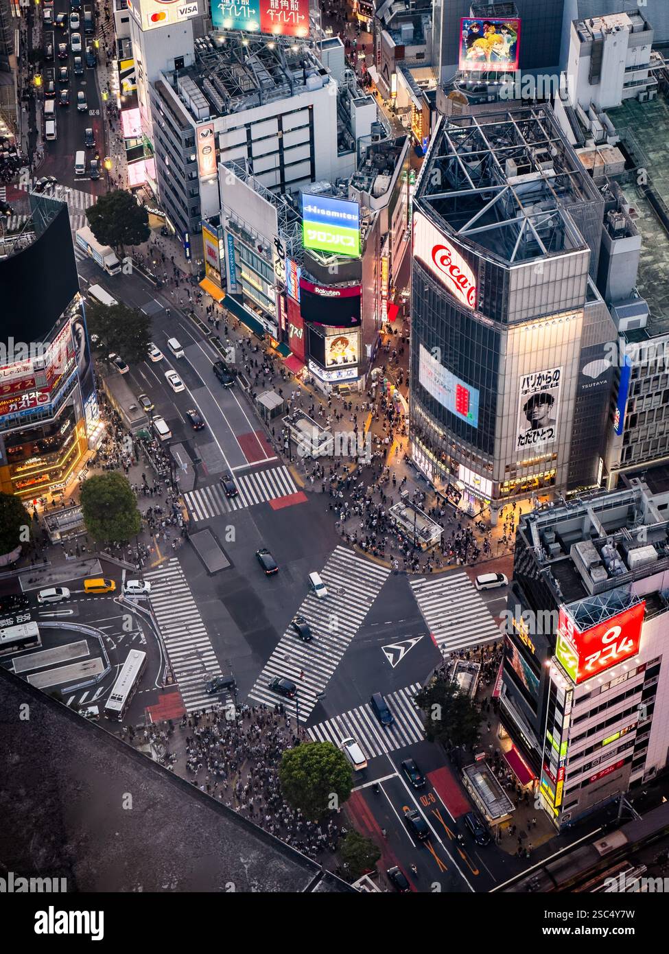 Views of Tokyo from Shibuya Sky rooftop at sunset, in Shibuya, Tokyo ...