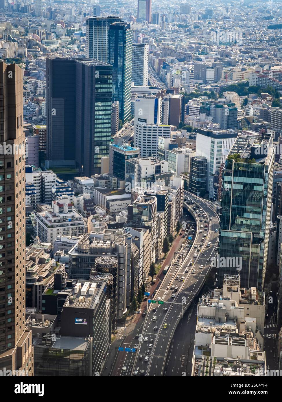 Views of Tokyo from Shibuya Sky rooftop at sunset, in Shibuya, Tokyo ...