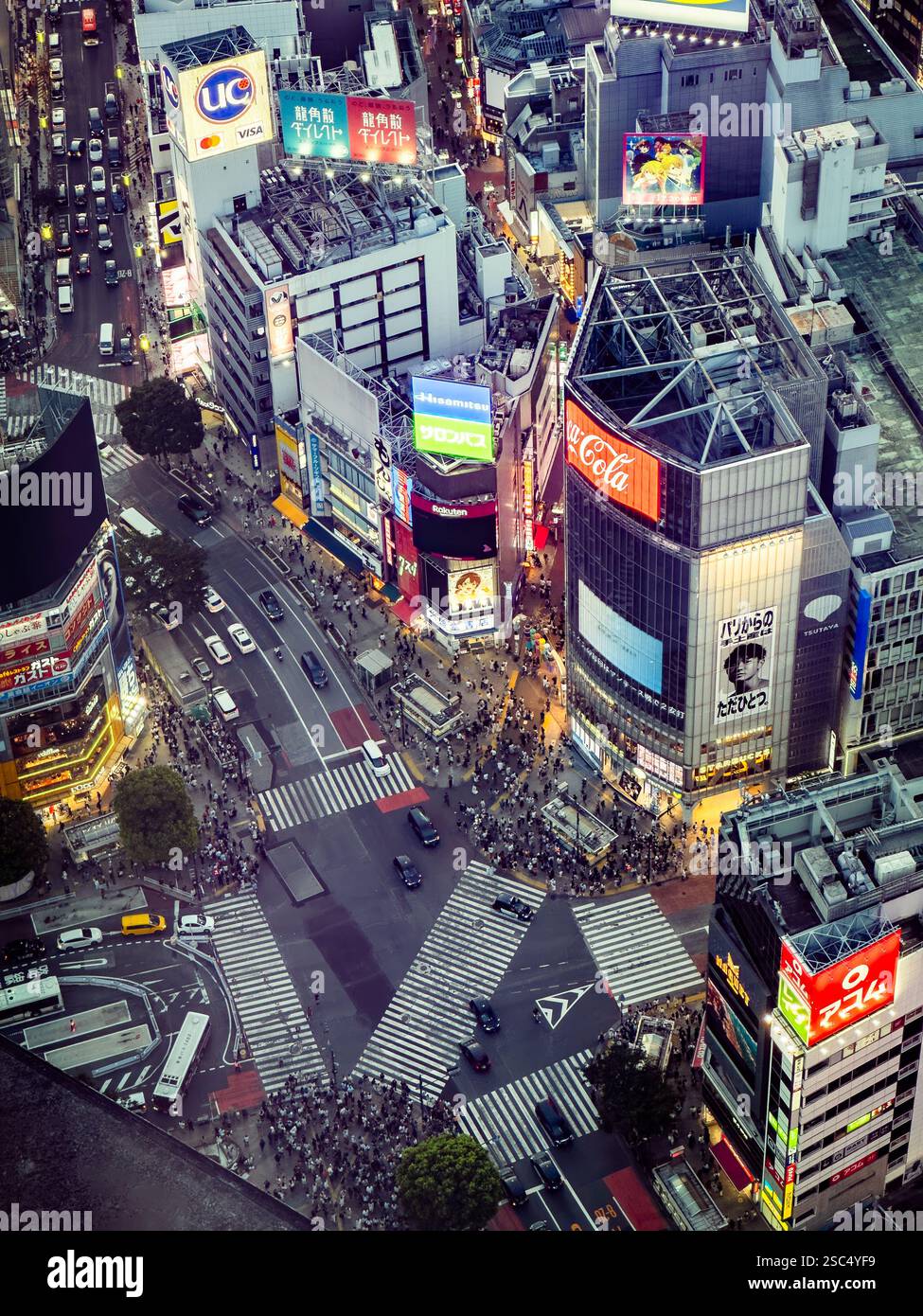 Views of Tokyo from Shibuya Sky rooftop at sunset, in Shibuya, Tokyo ...