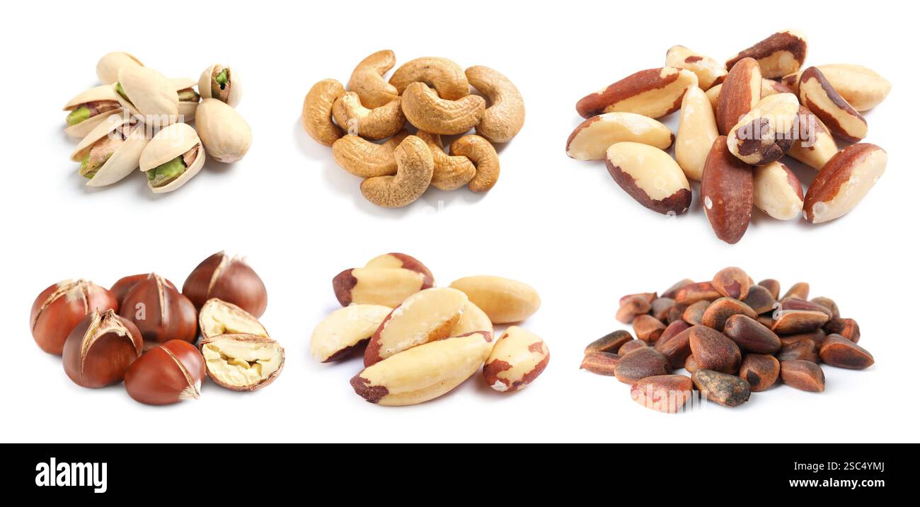 Brazil and other nuts isolated on white, set Stock Photo - Alamy