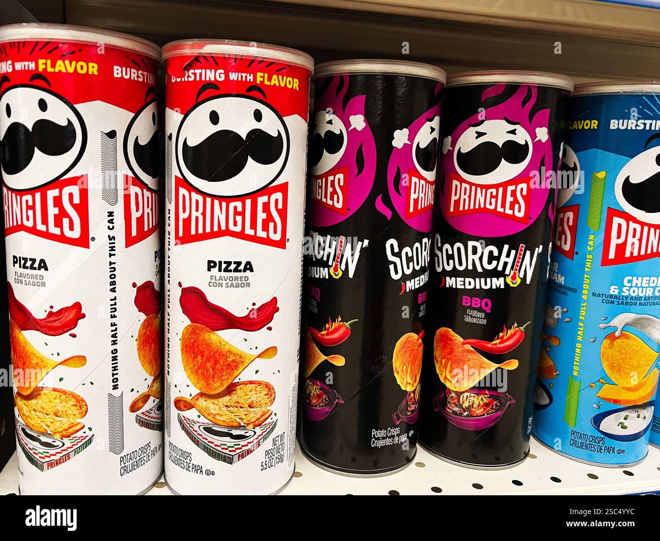 Kyiv, Ukraine - February 04, 2025: Various Pringles flavors including ...