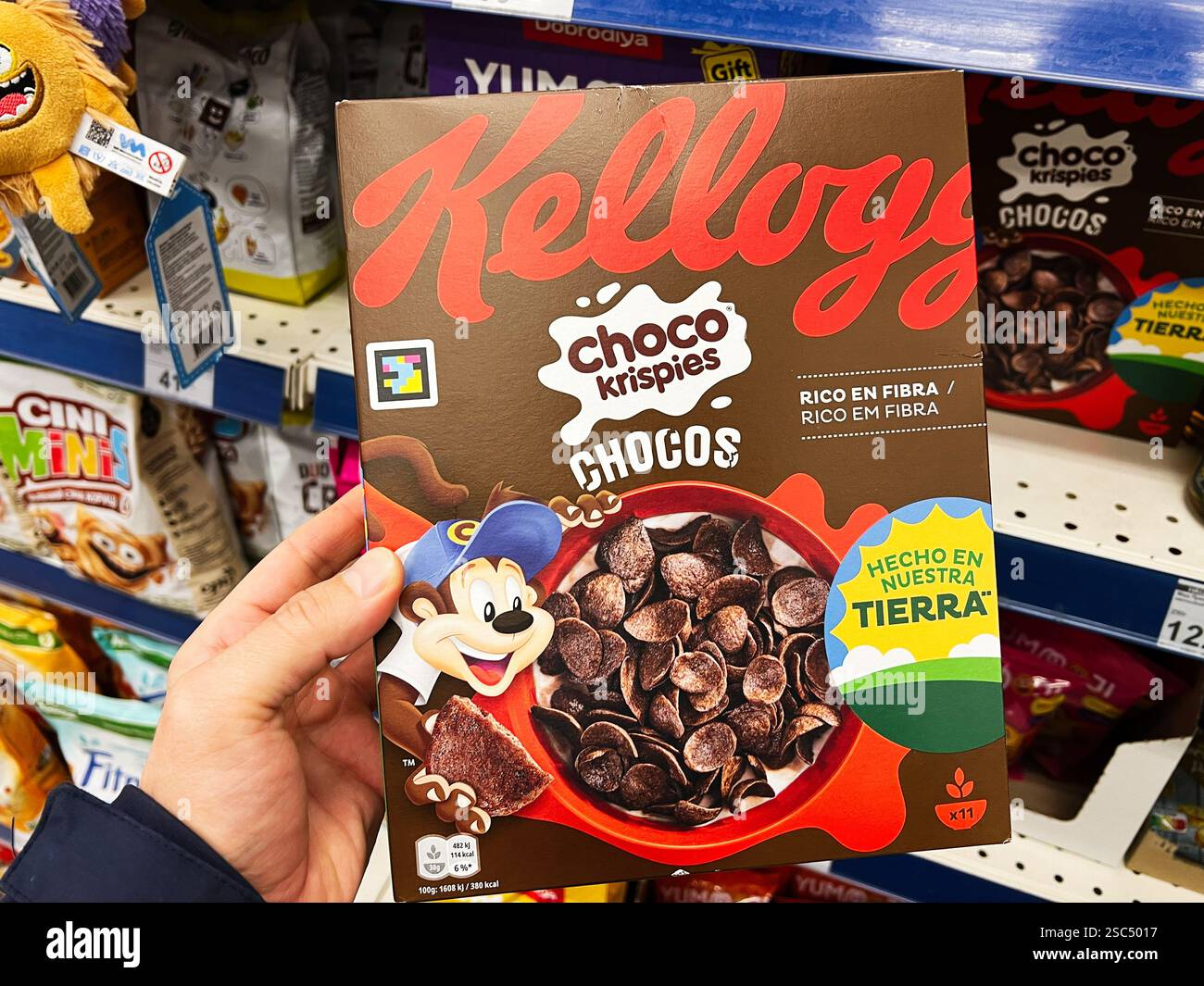 Kyiv, Ukraine - February 04, 2025: Cereal box of Kellogg's Choco ...