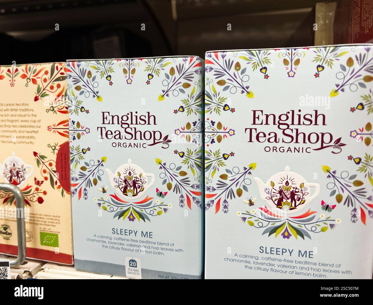 Kyiv, Ukraine - February 04, 2025: Two tea packages of English organic ...