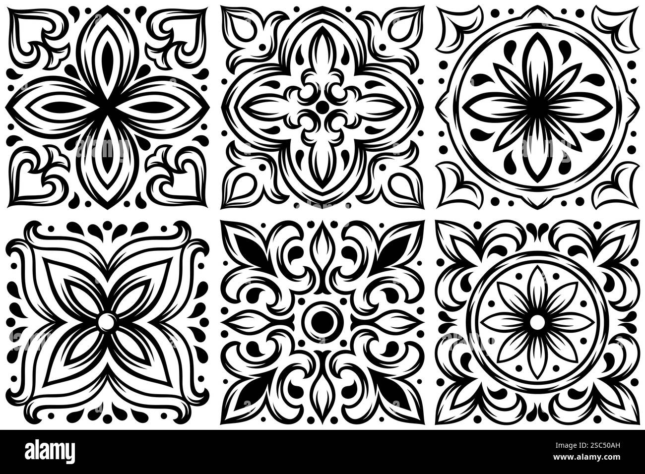 Portuguese ceramic tile pattern. Mediterranean traditional ornament ...