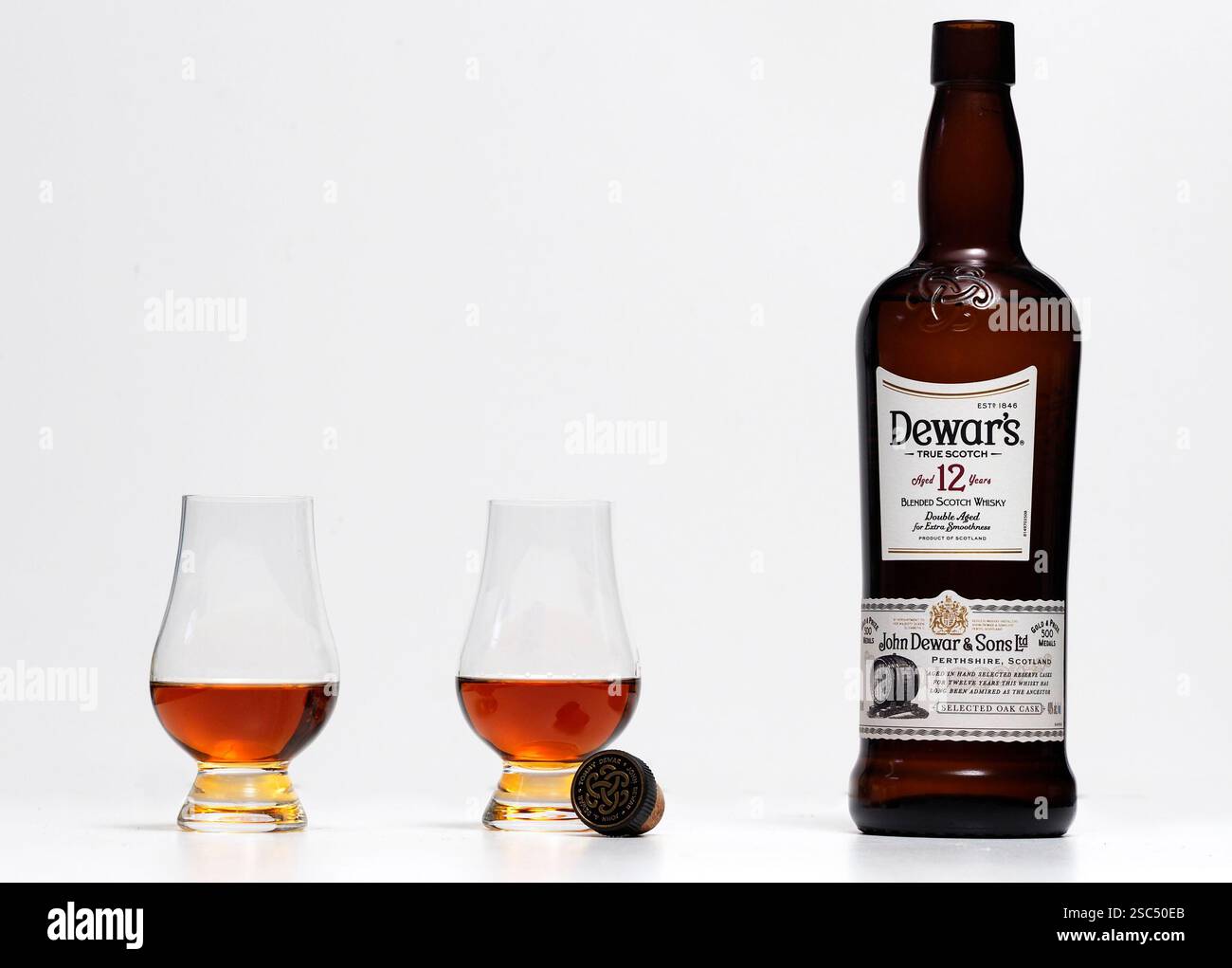 Germany - February 5, 2025: In this photo illustration, Dewars 12 Jahre ...