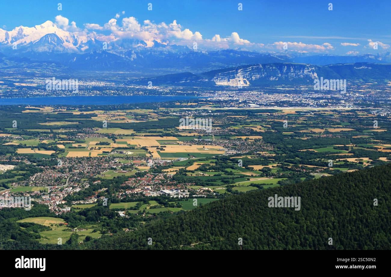 Aerial view of Geneva and the end of Lake Geneva Stock Photo - Alamy