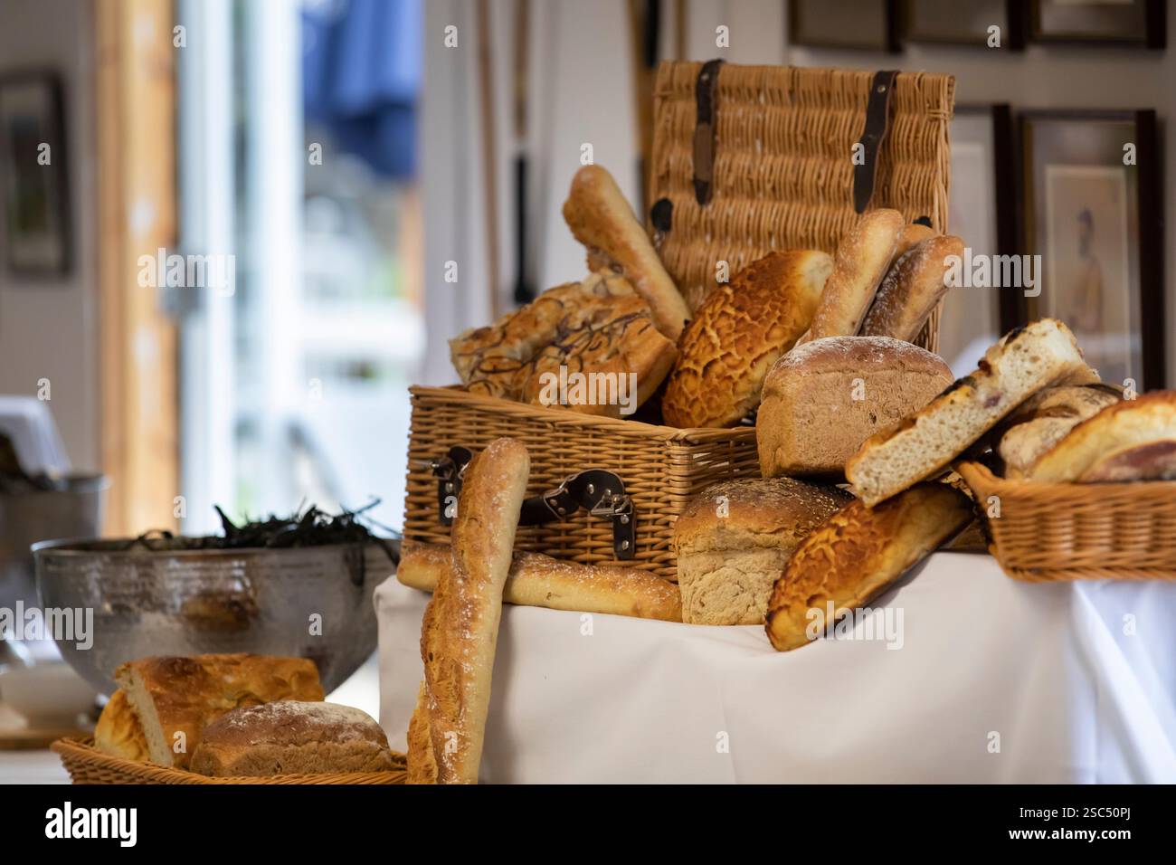Bread stand at a wedding or delicatessen Stock Photo - Alamy