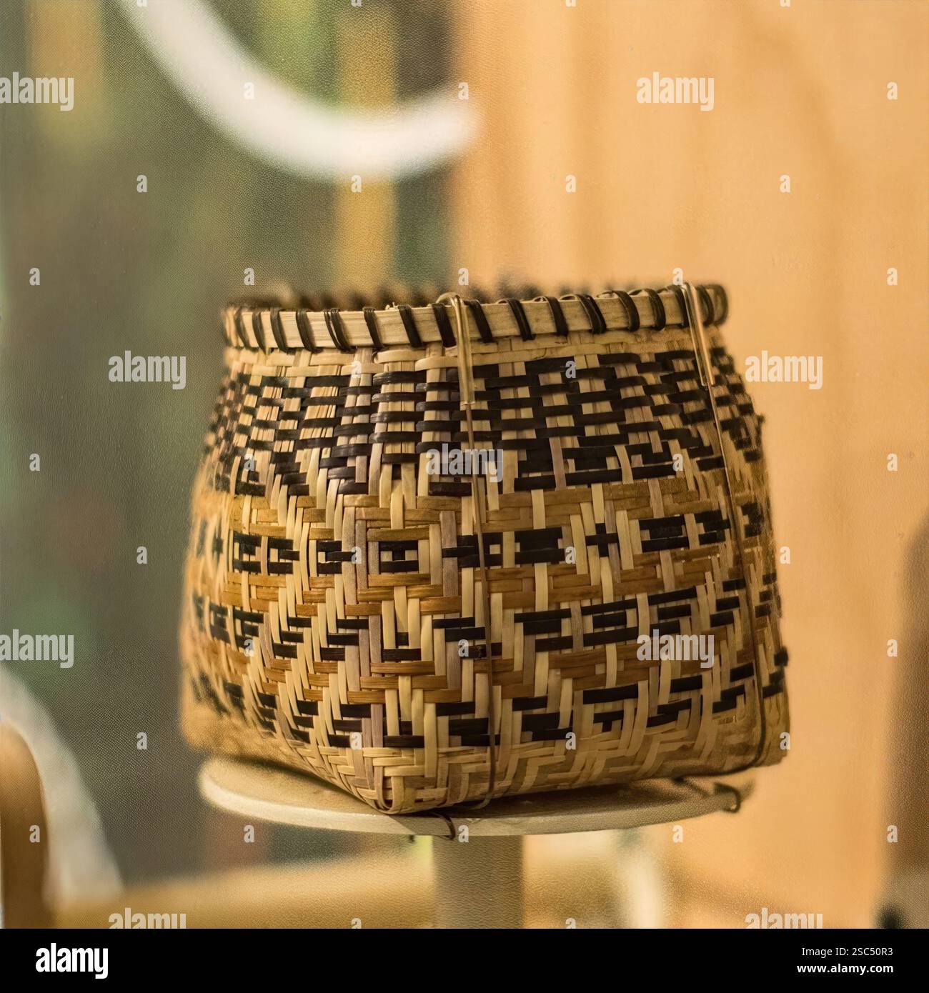 Traditional Woven Basket: Close-up of a finely woven traditional basket ...