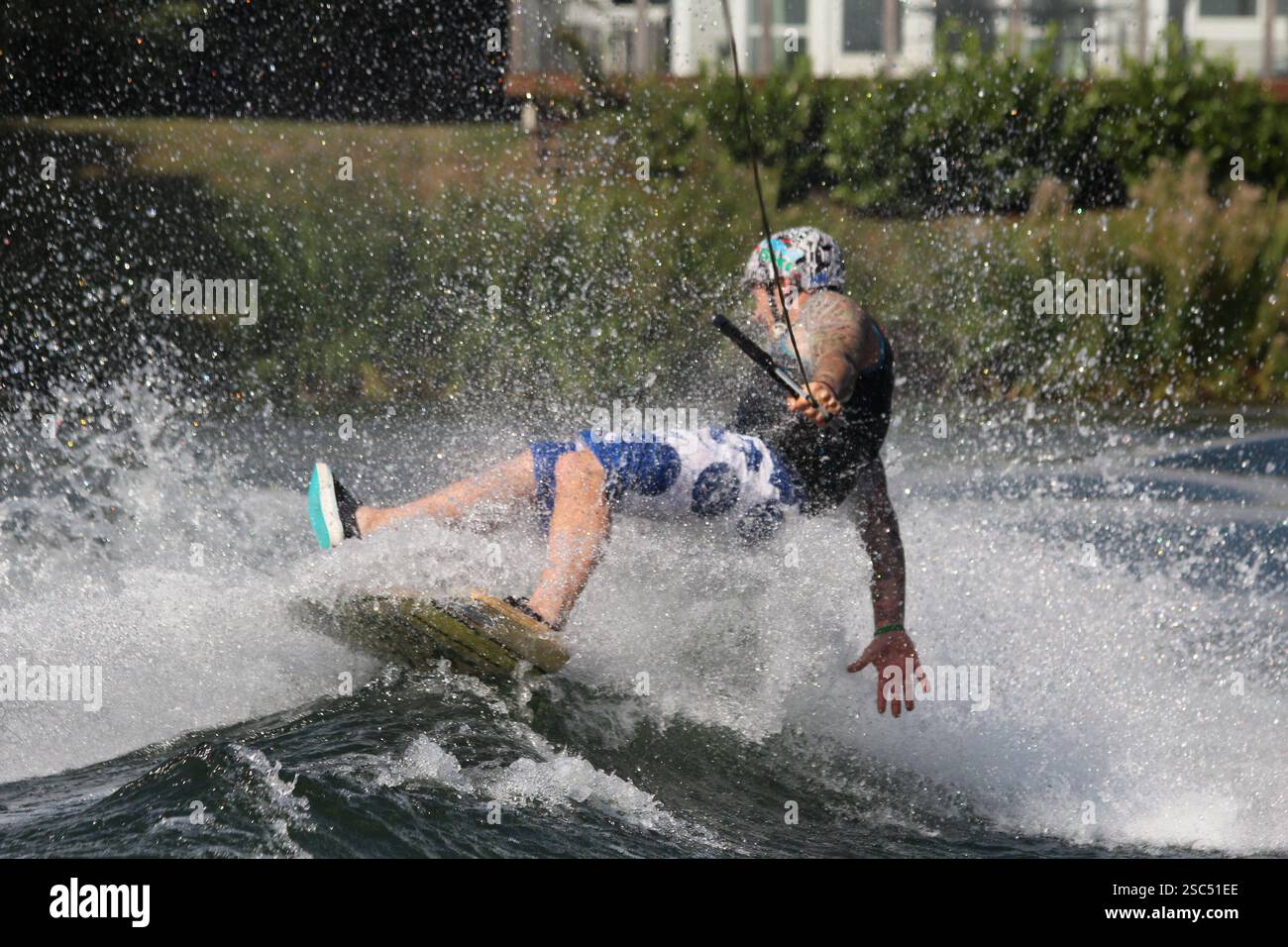 Wakeskating behind a boat in The Cotswolds Stock Photo - Alamy