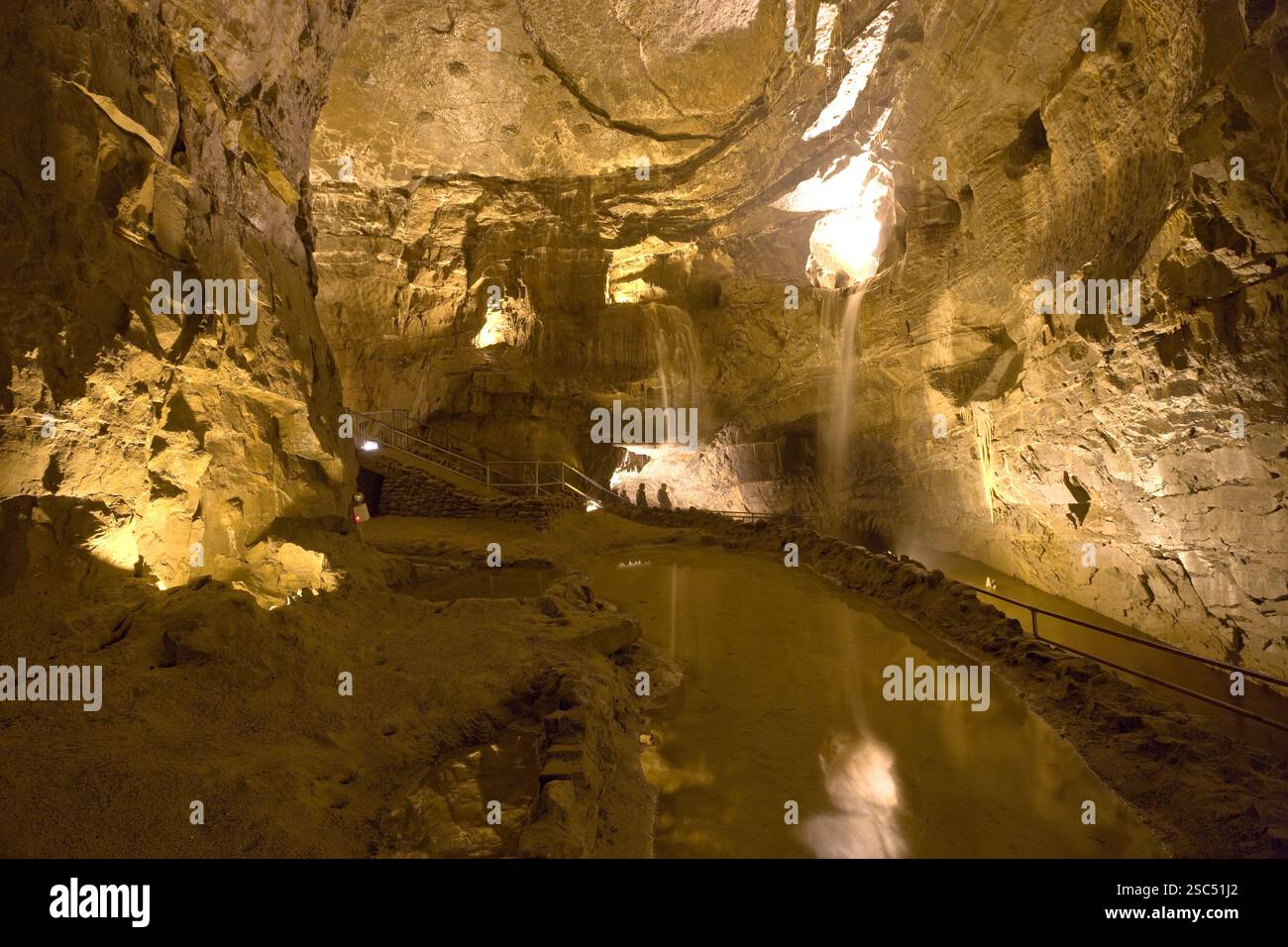 A waterfall within the National Showcaves for Wales. The owner has ...