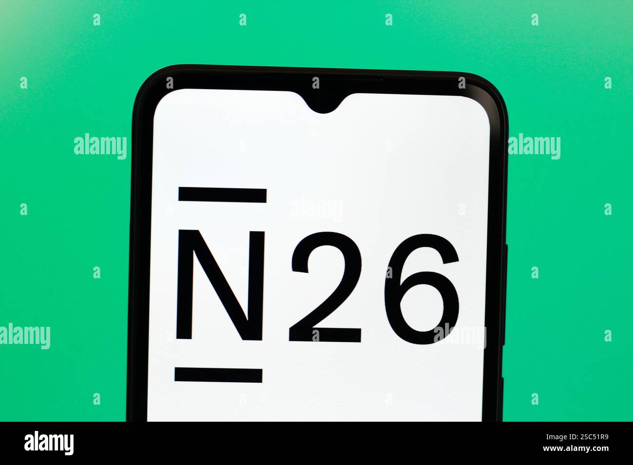 In this photo illustration, the N26 logo is seen displayed on a ...