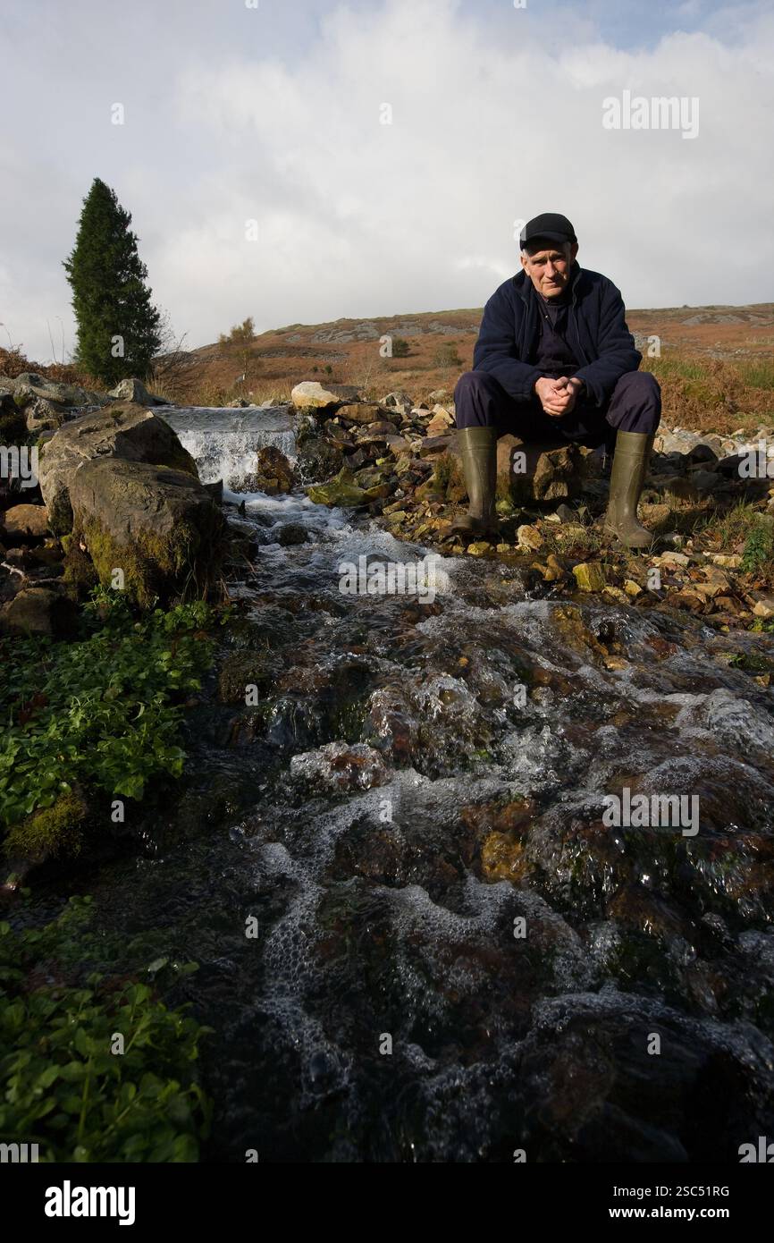 Howell Williams, has 150 sheep on his hill farm at Abercraf Village, in ...
