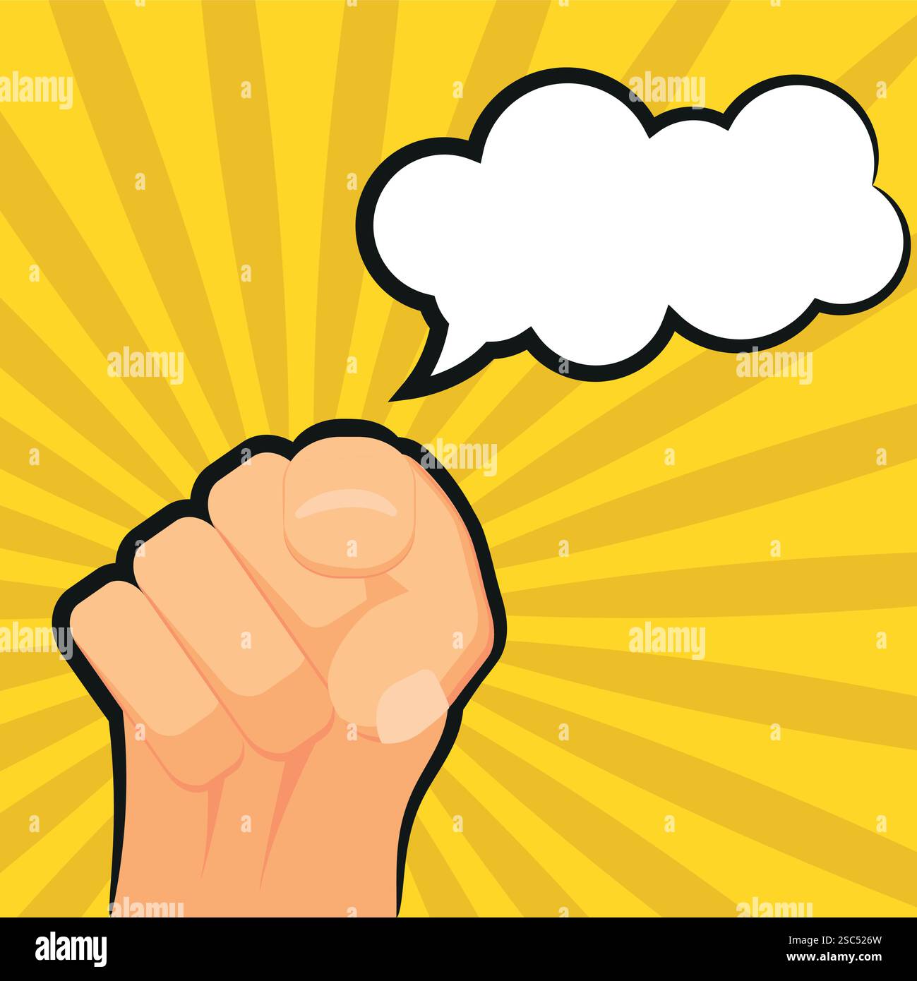 Finger pointing in a cartoon popart style with a speech bubble for your text, Vintage yellow and ...