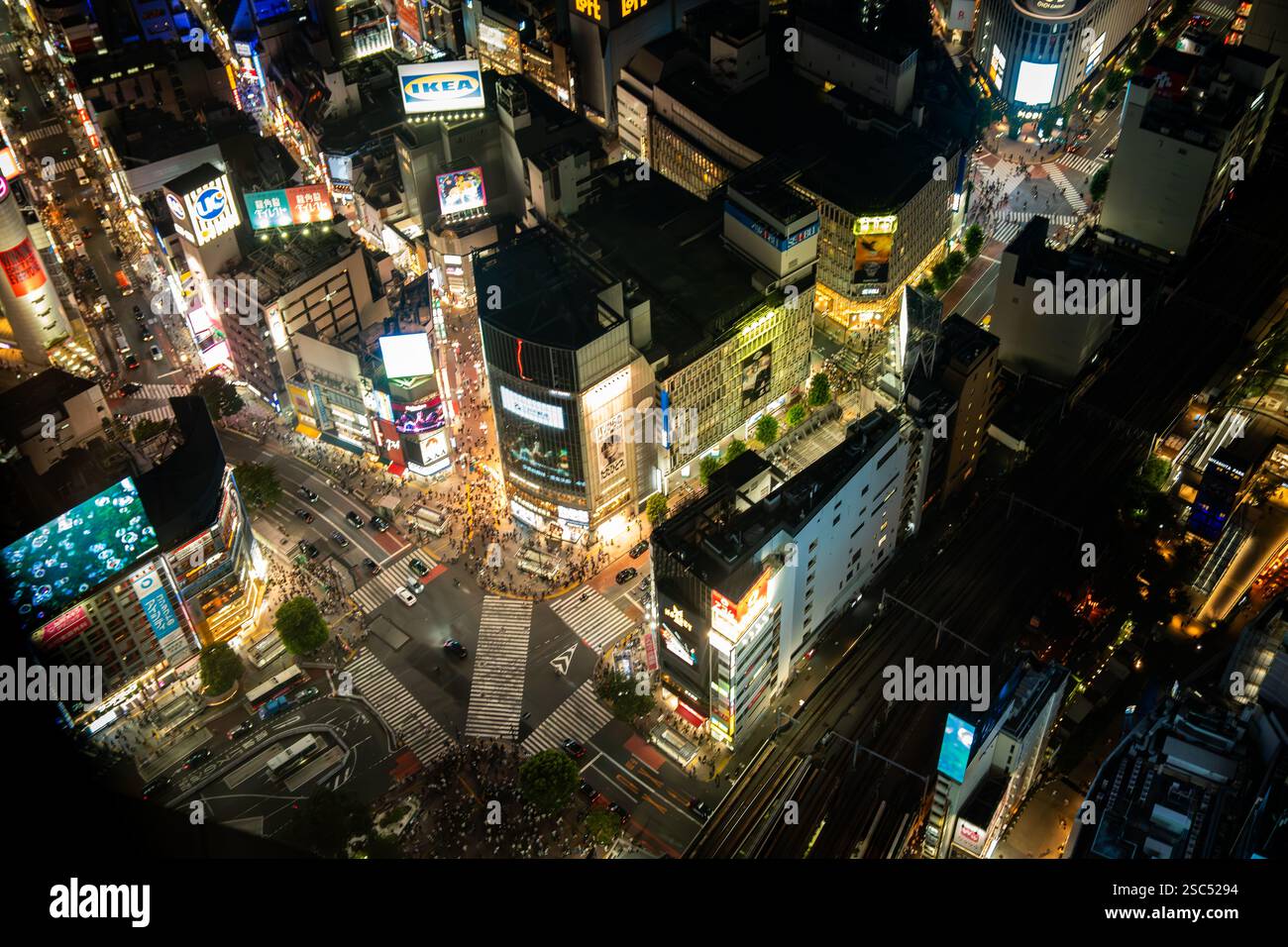 Views of Tokyo from Shibuya Sky rooftop at sunset, in Shibuya, Tokyo ...