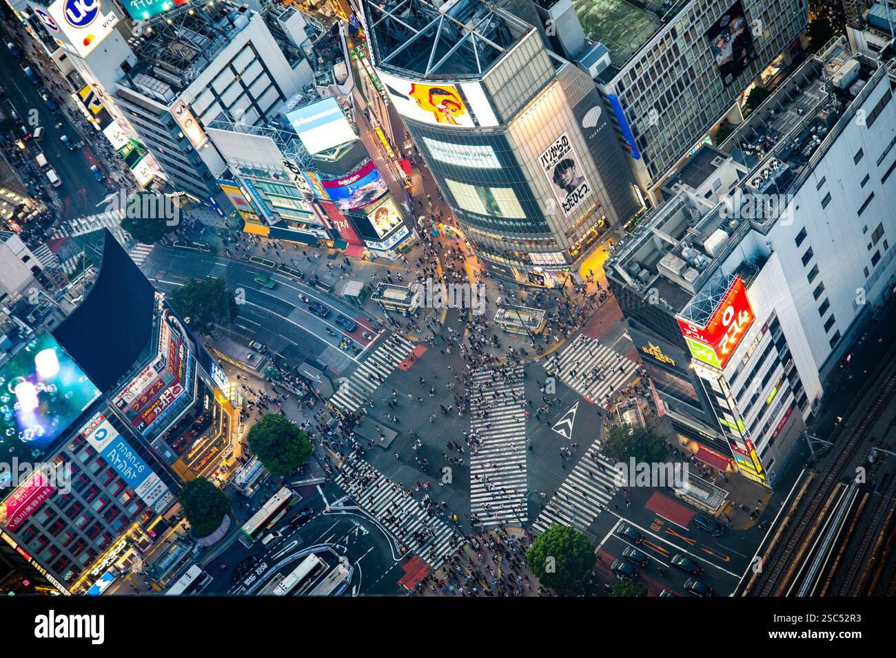 Views of Tokyo from Shibuya Sky rooftop at sunset, in Shibuya, Tokyo ...