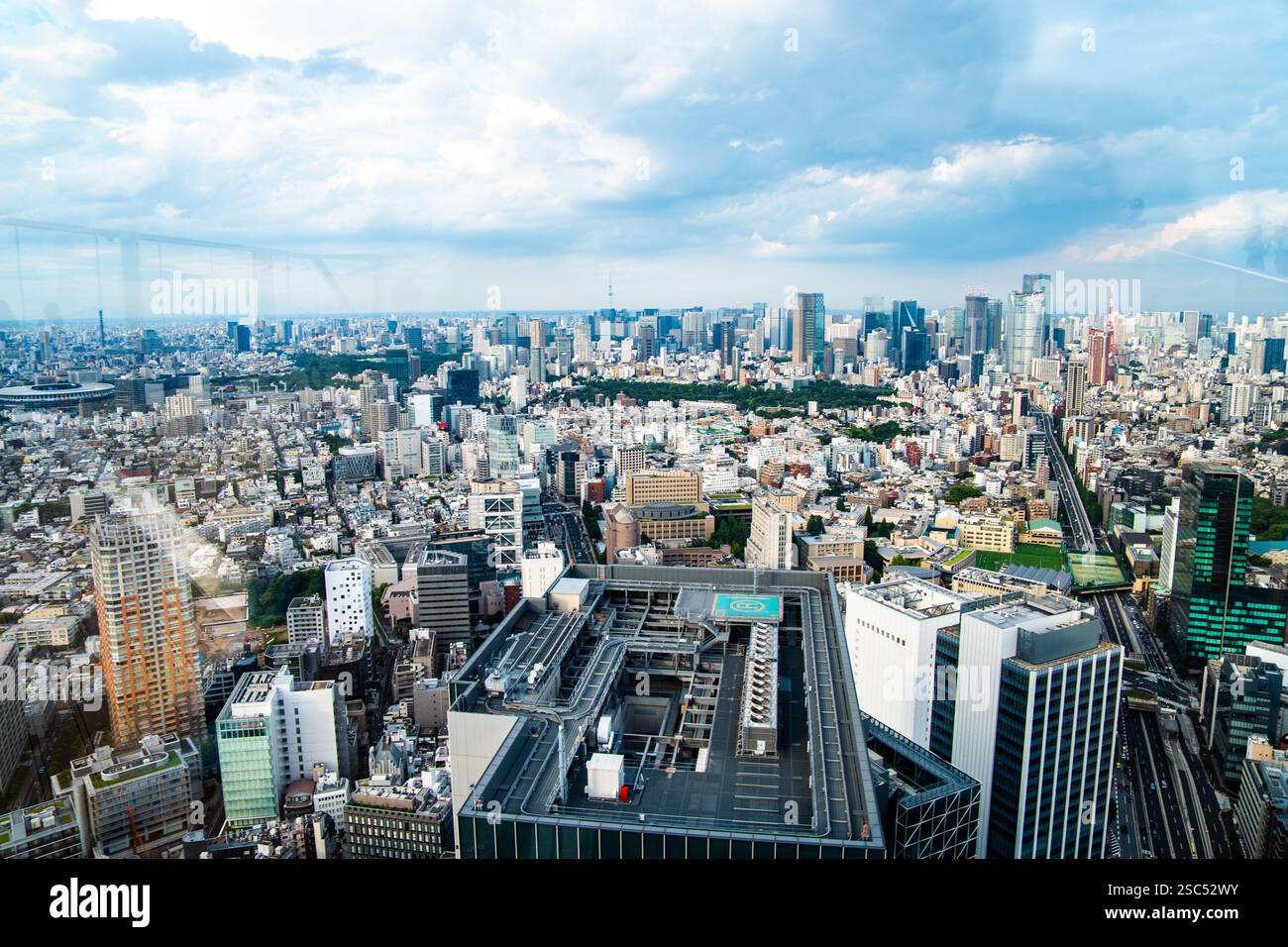 Views of Tokyo from Shibuya Sky rooftop at sunset, in Shibuya, Tokyo ...