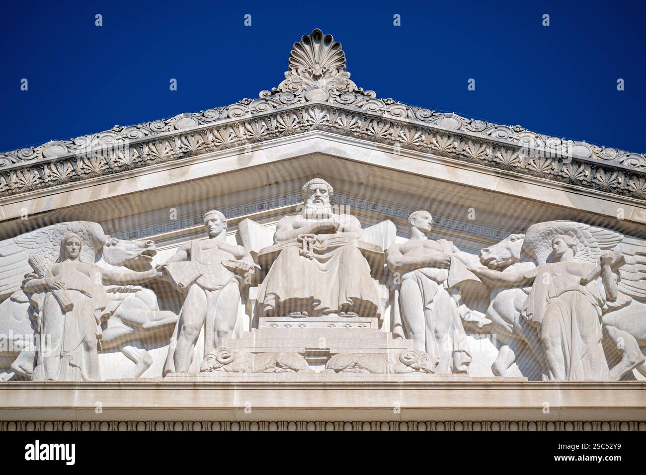 WASHINGTON DC — The Recorder of the Archives, a limestone pediment ...