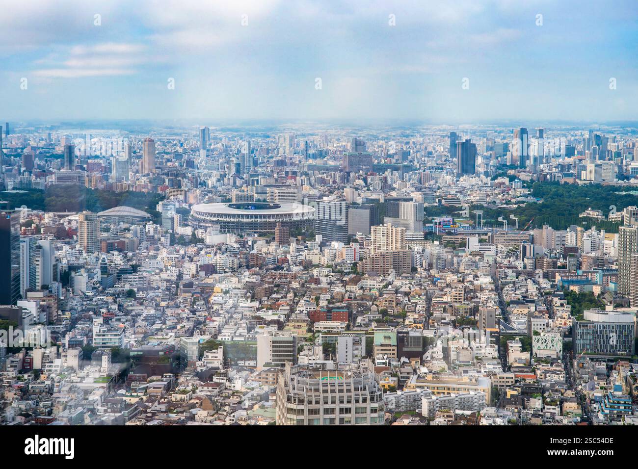 Views of Tokyo from Shibuya Sky rooftop at sunset, in Shibuya, Tokyo ...