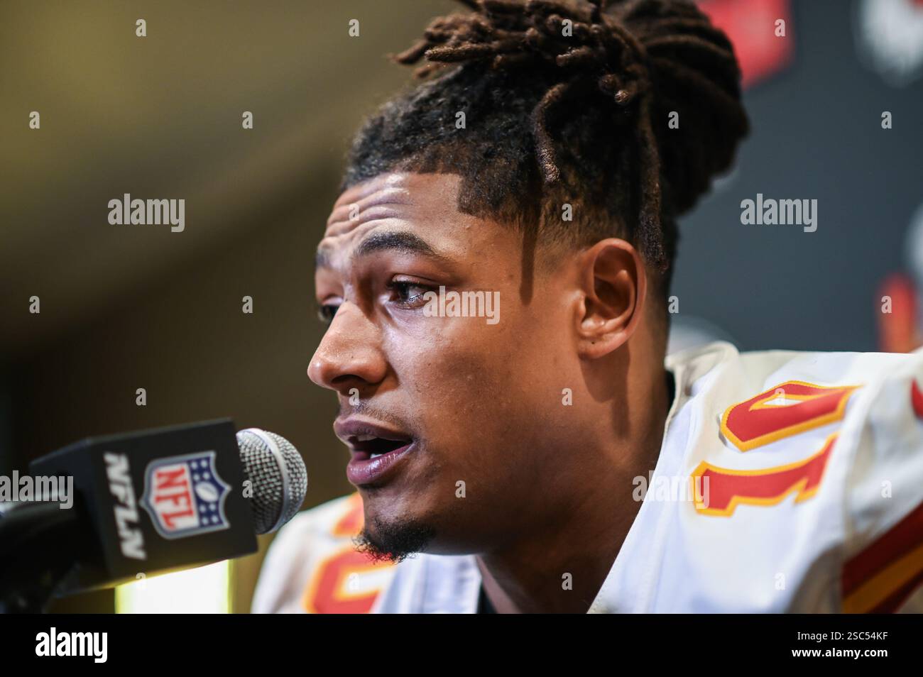 Kansas City Chiefs Running Back, Isiah Pacheco, during a media ...