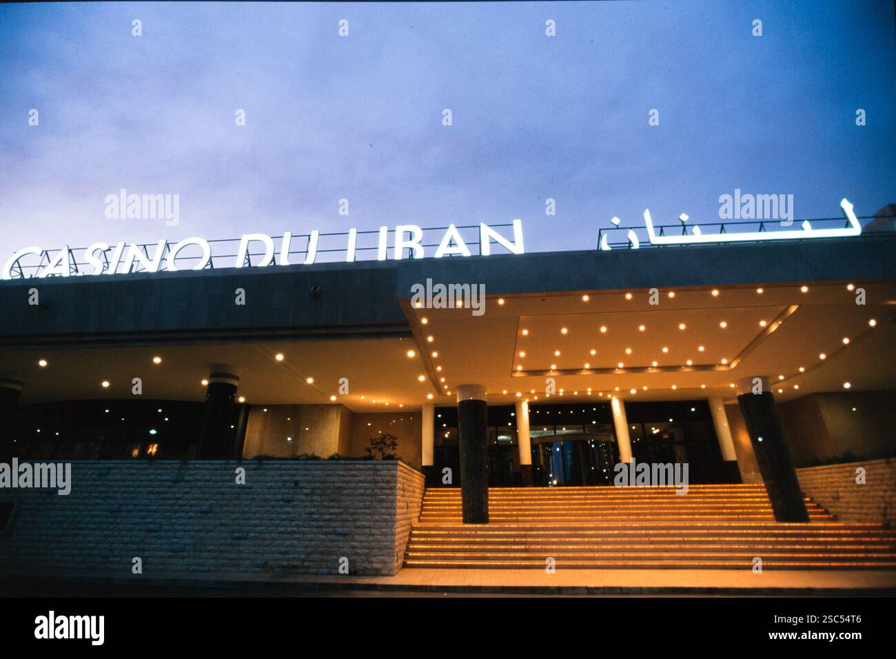 Entrance of Casino du Liban with illuminated signage in Lebanon Stock ...