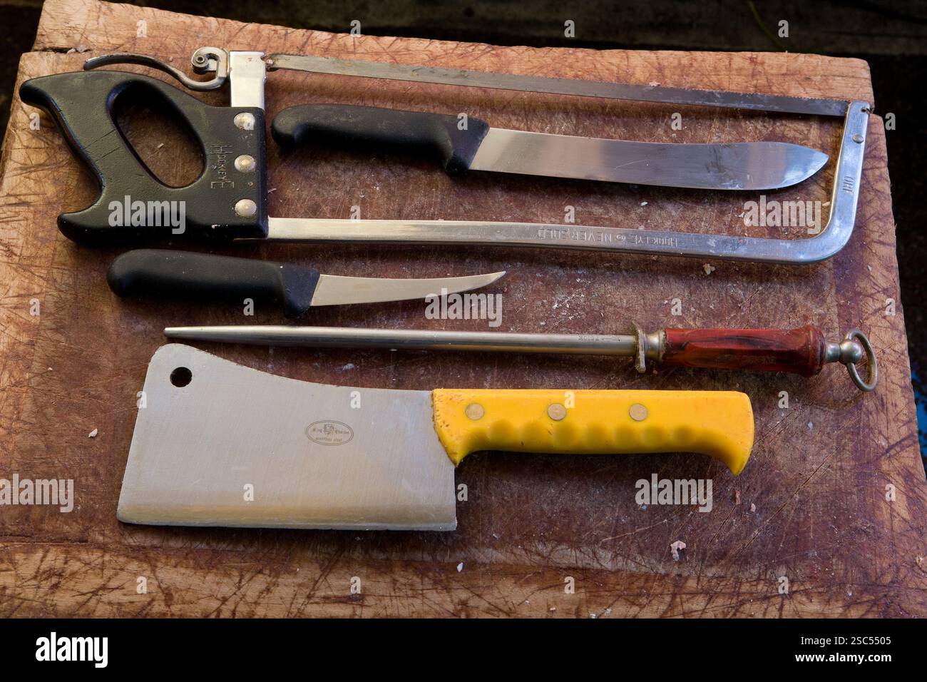Farmer Andrew Sharp with meat in his cold store at Borough Market ...