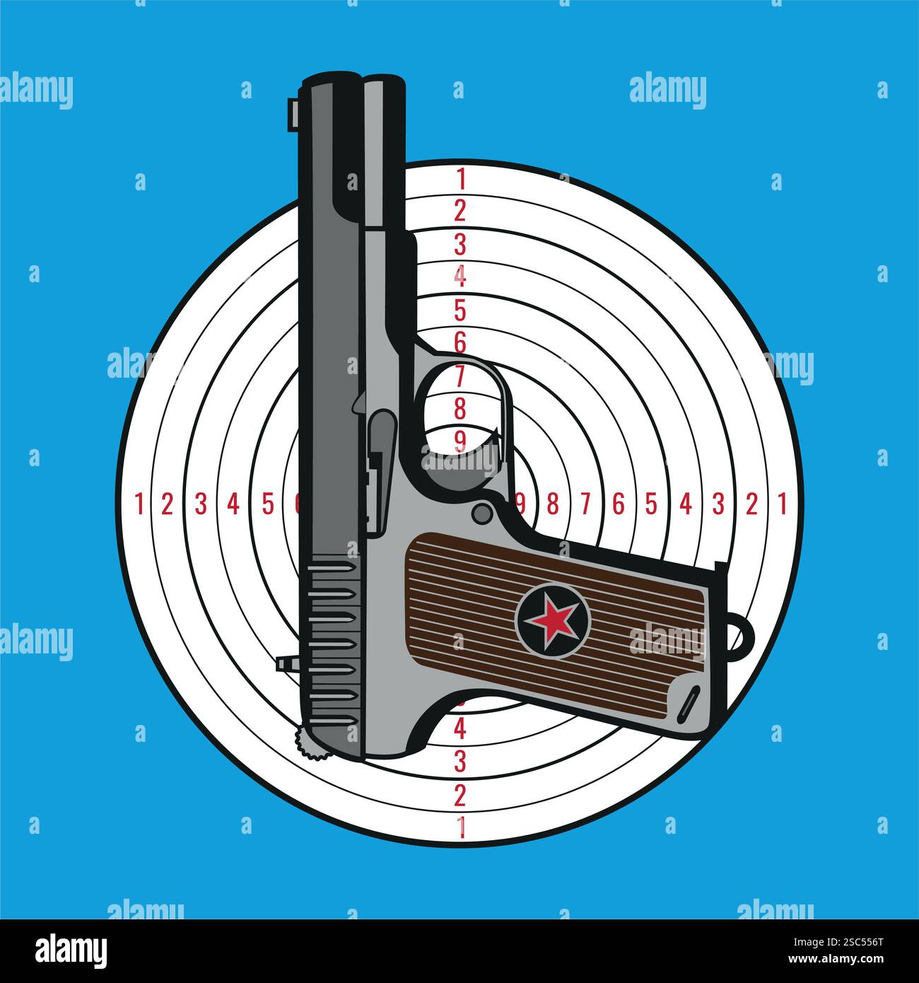 Old soviet rusiian pistol TT, world war 2 handgun and Target.. Vector ...