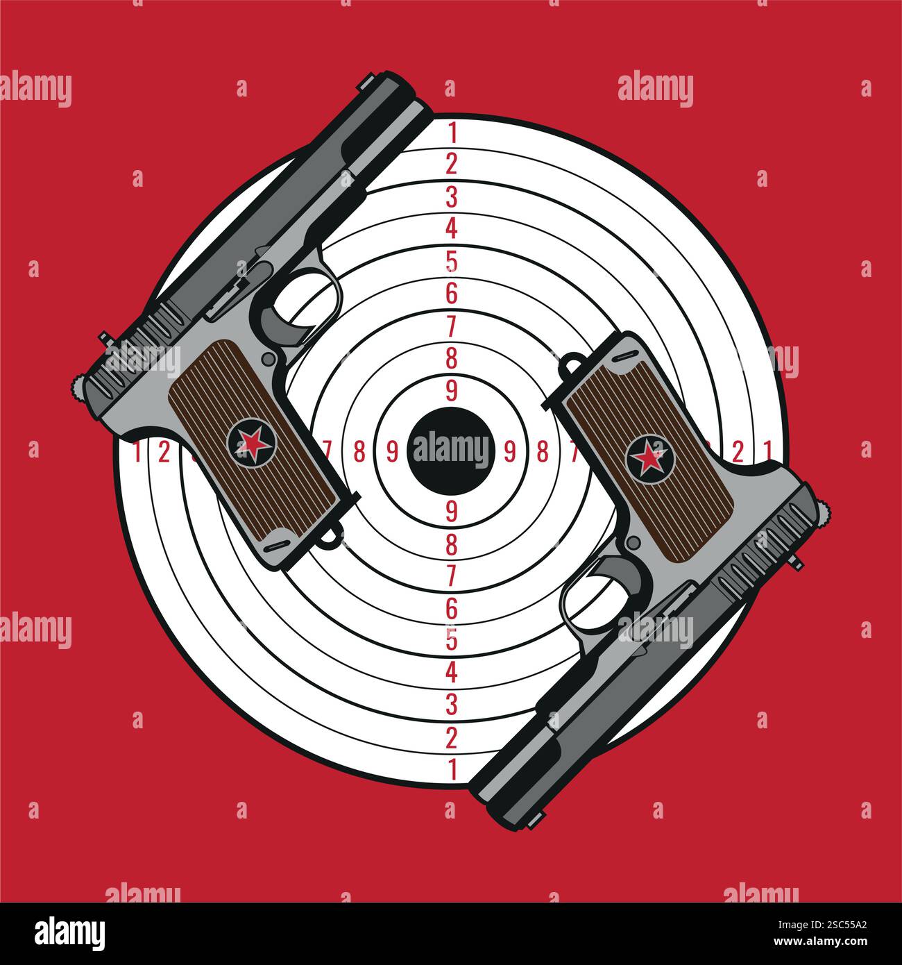 Old soviet rusiian pistol TT, world war 2 handgun and Target.. Vector ...