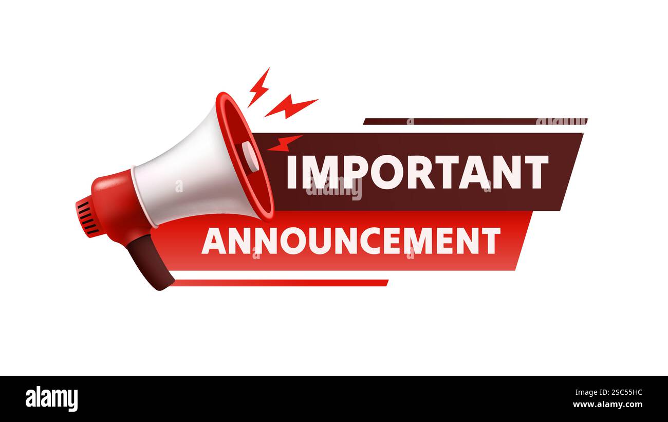 Important message, megaphone announces news, banner service. Vector ...