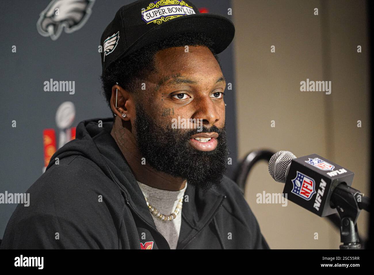 Eagles Player Josh Sweat Answering questions during a Press Conference ...