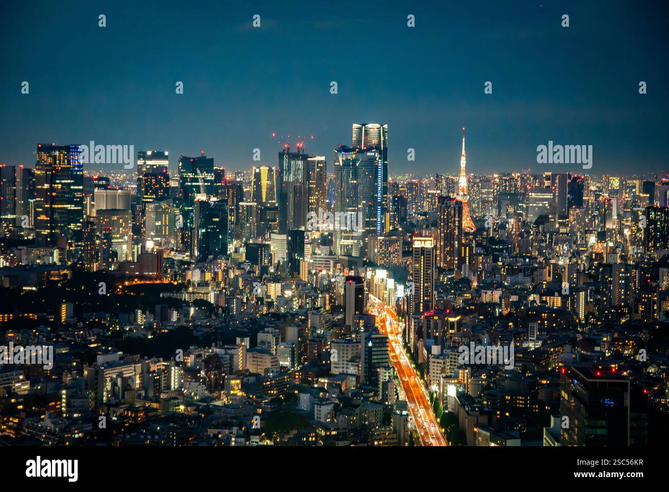Views of Tokyo from Shibuya Sky rooftop at sunset, in Shibuya, Tokyo ...