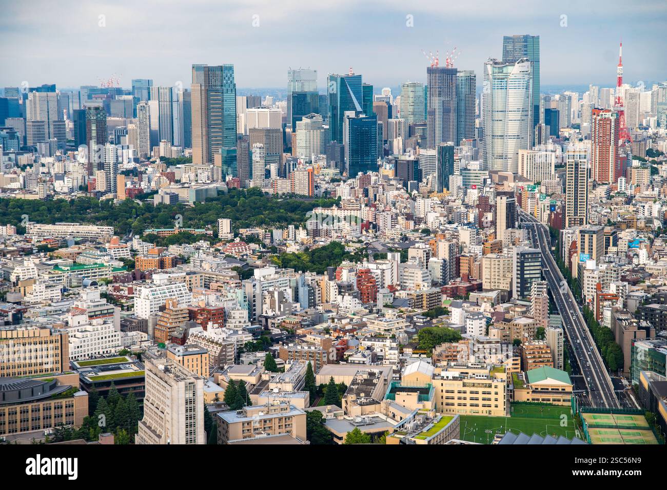 Views of Tokyo from Shibuya Sky rooftop at sunset, in Shibuya, Tokyo ...