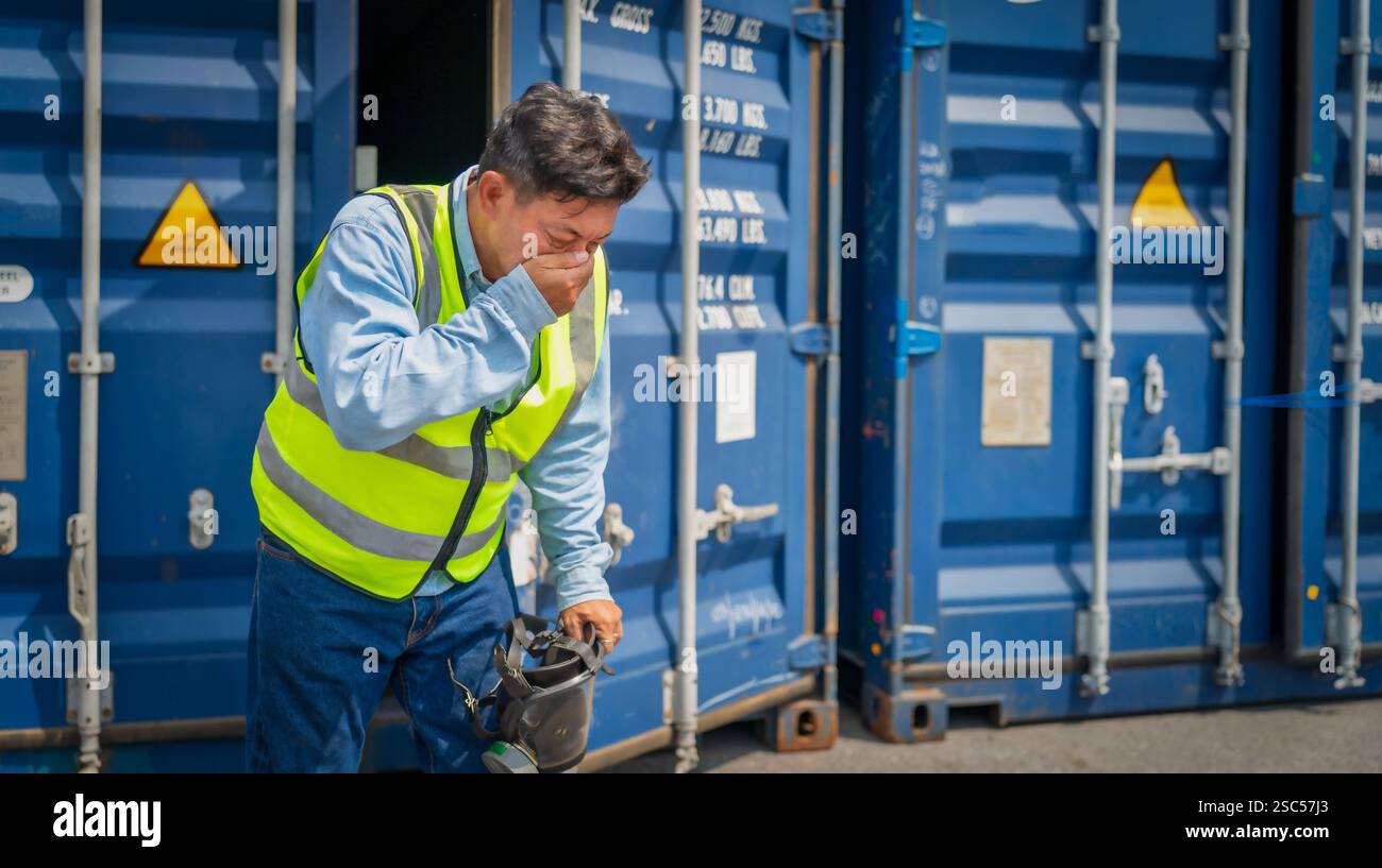 Engineer or foreman has an accident while working on Container ship ...