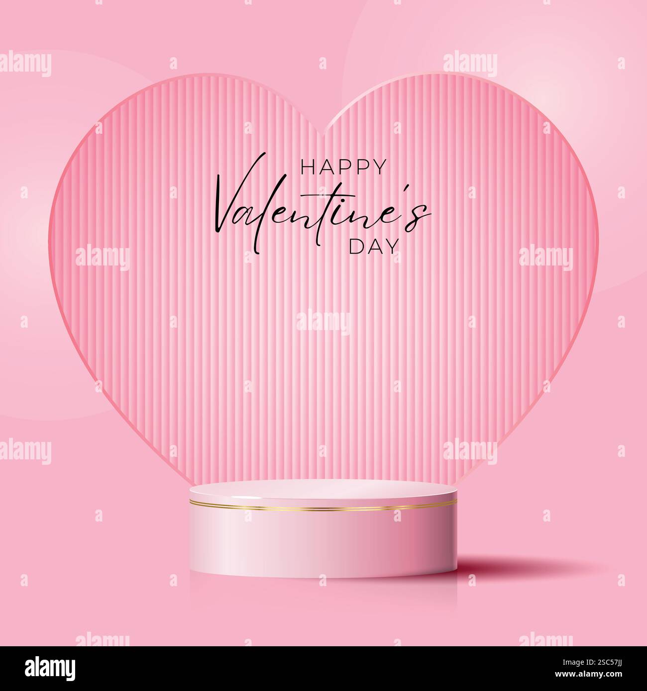 Happy valentine day pink background with cylinder podium. Vector ...