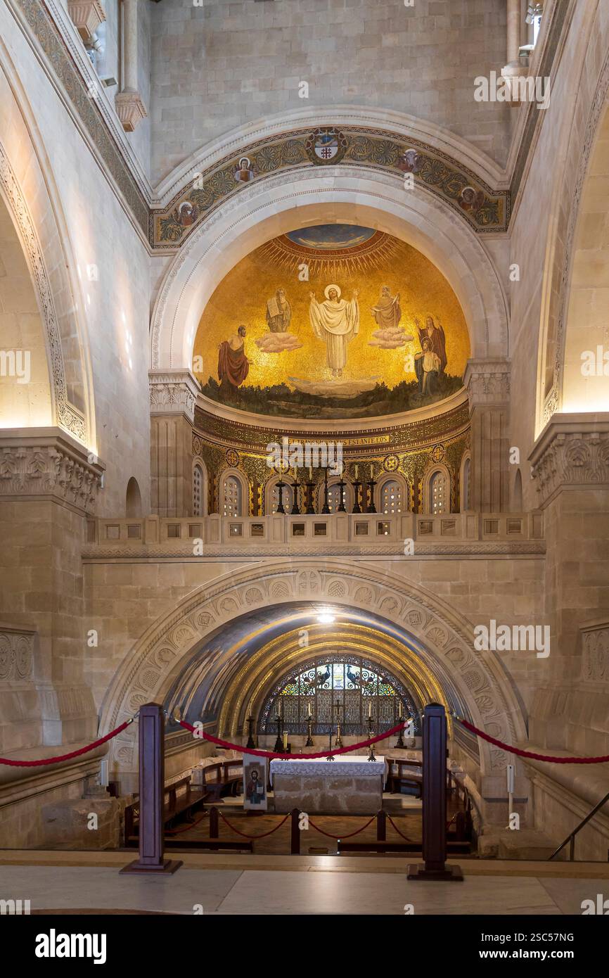Mount Tabor, Israel – February 3, 2025: Crypt with an image of Jesus in ...