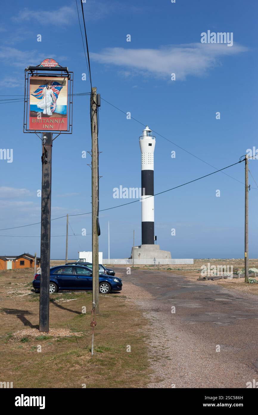 Lighthouse and Inn Sign Stock Photo - Alamy