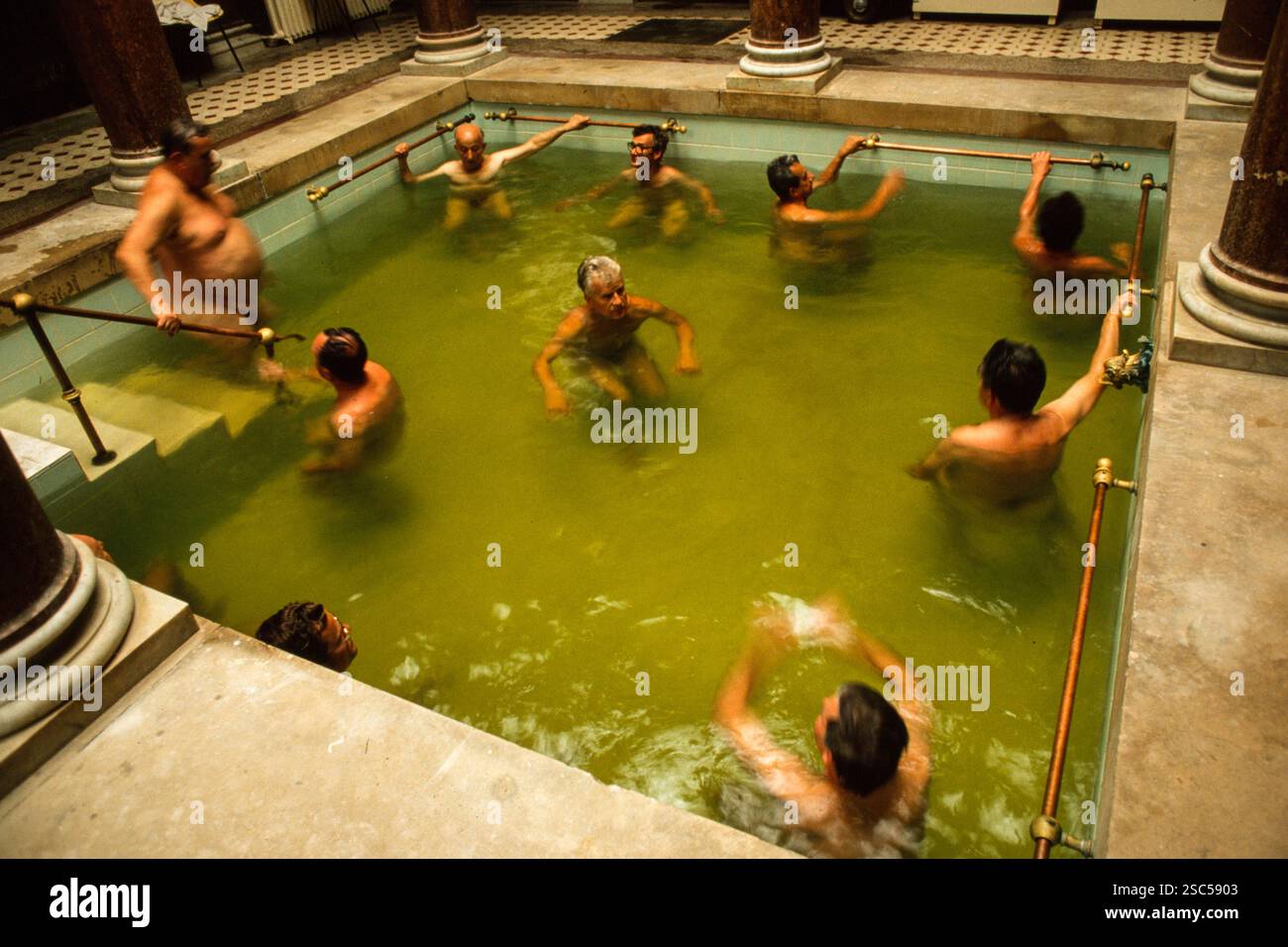 People bathing in the mineral spa waters in a spa in Marienbad, Czech ...