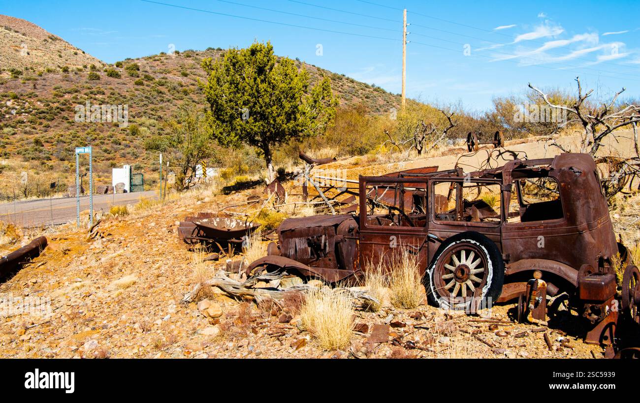 An Abandoned 1920s Ford Car at Arizona's Copper Hill Ghost Town Stock ...