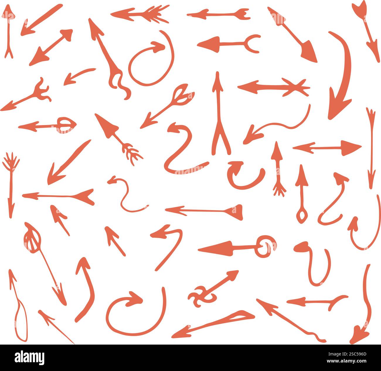 Hand-Drawn Arrow Icons Featuring Unique Decorative Styles and Curved ...