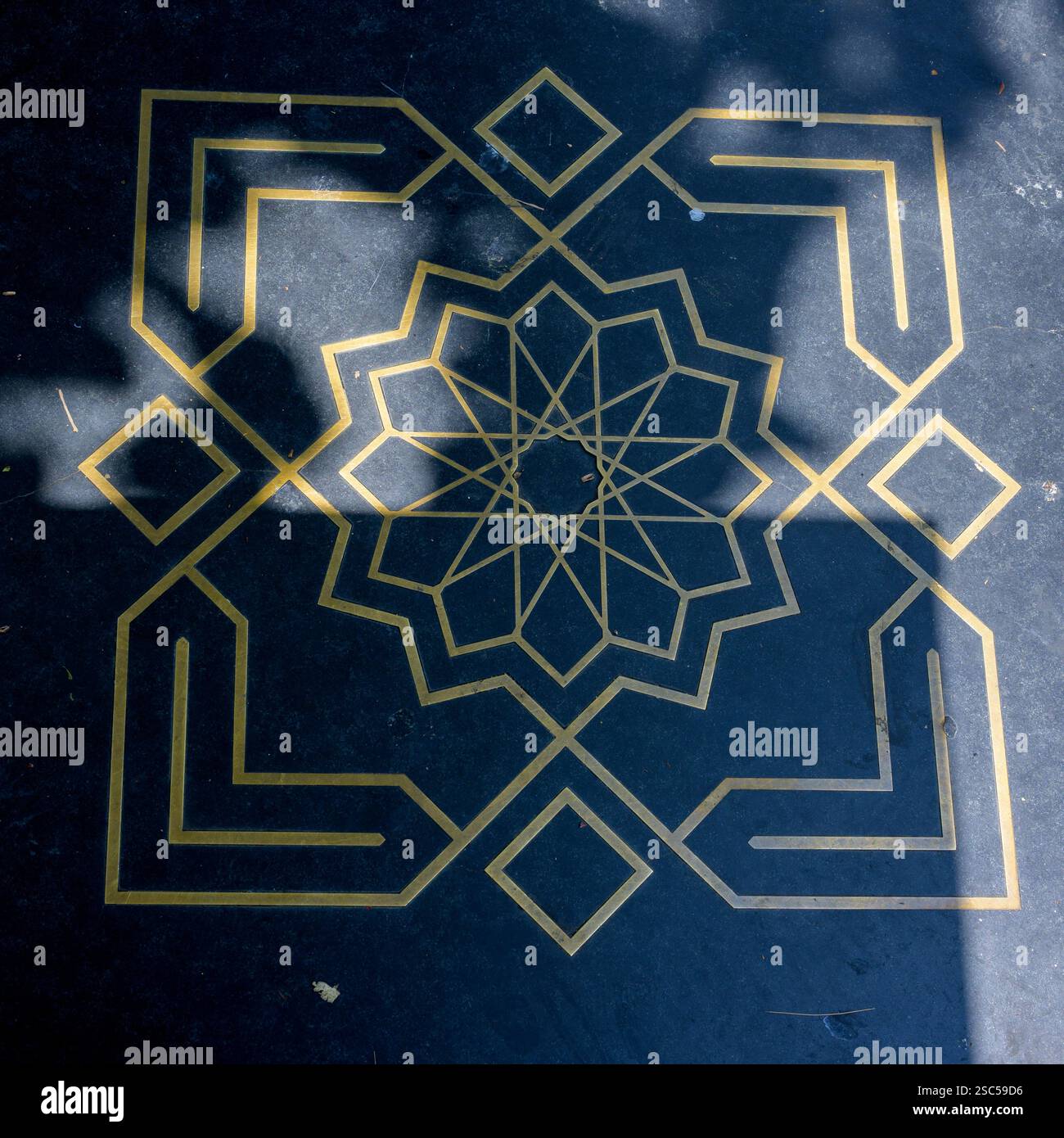 An ornate, decorated arabic floor tile with Girih geometric patterns ...