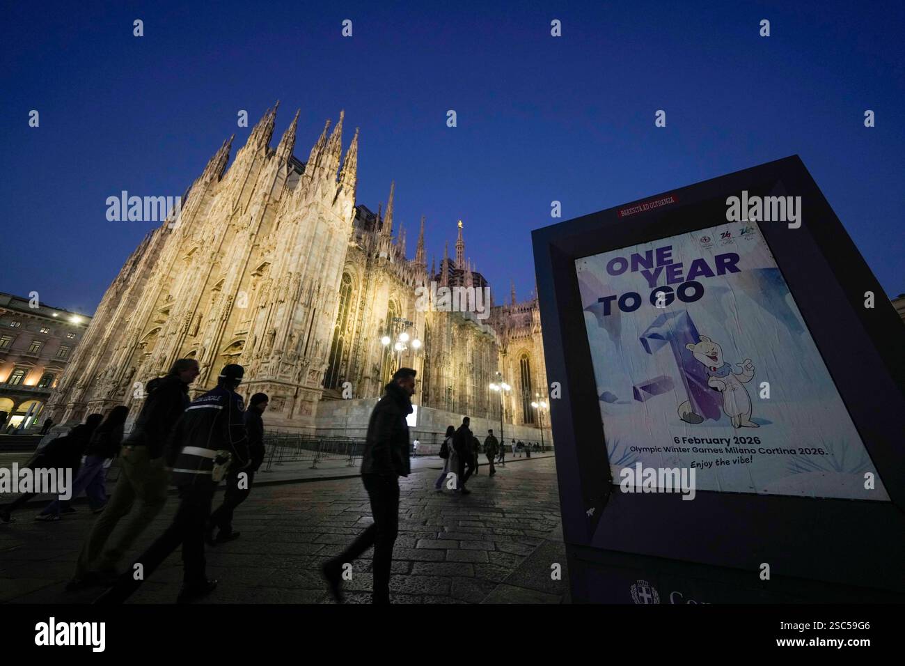 A billboard writing 'One Year To Go' for the Milano-Cortina Winter ...